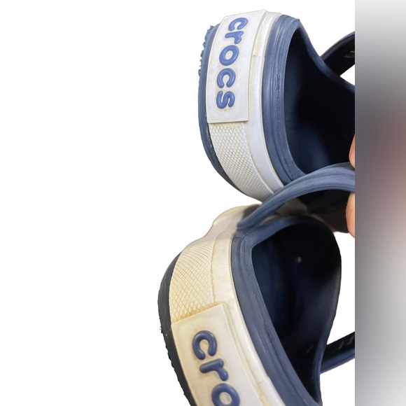 CROCS | Shoes | Crocs Mens Size 7 Womens Size 9 Guc Navy Croc Spell Out ...